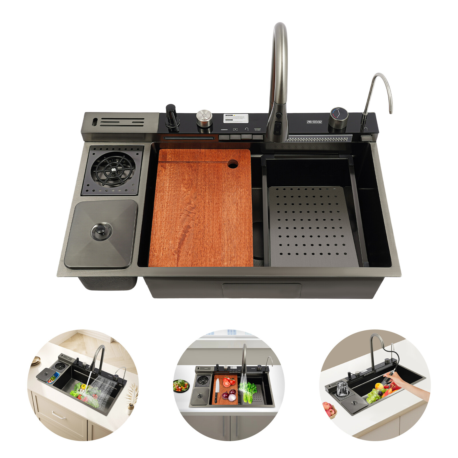 Commercial Single Bowl Kitchen Sink Multifunctional Stainless Steel ...