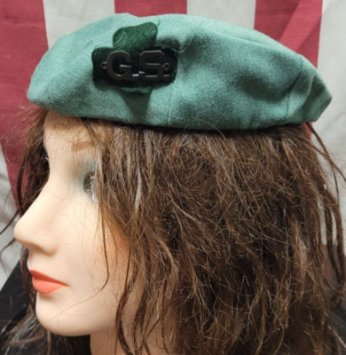 Vintage 50s 60s Girl Scout Beret Uniform Hat Cap Green Wool Medium NY ...