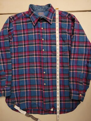 Vintage Pendleton Lodge Plaid Flannel Button Shirt Large Shrunk USA 70s 80s 90s | eBay