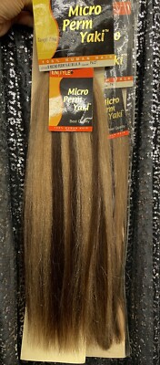 18” 100% Human Hair Micro perm Yaki Bulk Micro Braid Hair P4/27 2 Pc ...