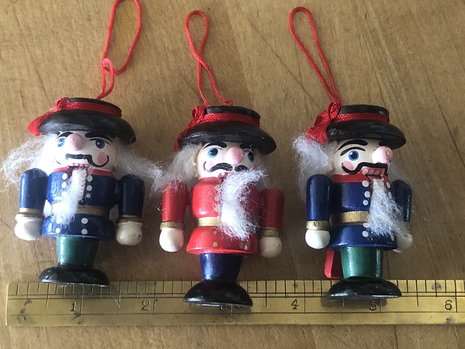 Vtg Lot of 3 Wooden Nutcrackers Short Legs Multicolor Moving Lowered ...