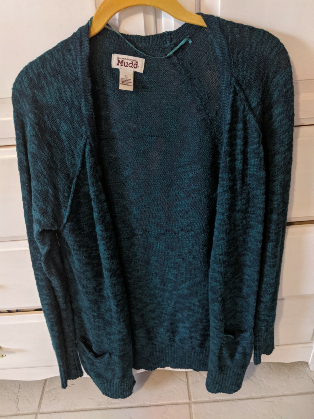 Mudd blue & teal variegated button front sweater Large - Gem