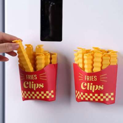 12pcs Fridge Magnetic Food Bag Clips French Fries Shaped Sealing Clips ...