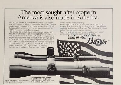 1989 Print Ad Burris Rifle Scopes Most Sought After Greeley,Colorado | eBay