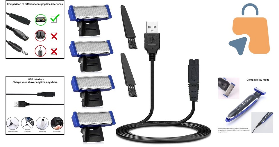 Rechargeable Microtouch Solo Electric Shaver Replacement Heads ...