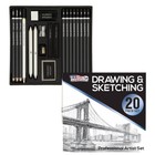 20 Piece Artist Drawing & Sketching Set with Pencils, Charcoal, Stumps ...