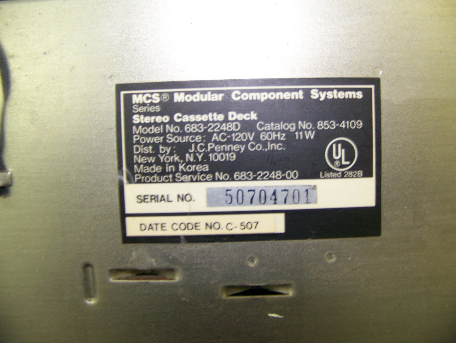 MCS 5000 Series Dual Cassette Tape Deck, MDL 683-2248D | eBay