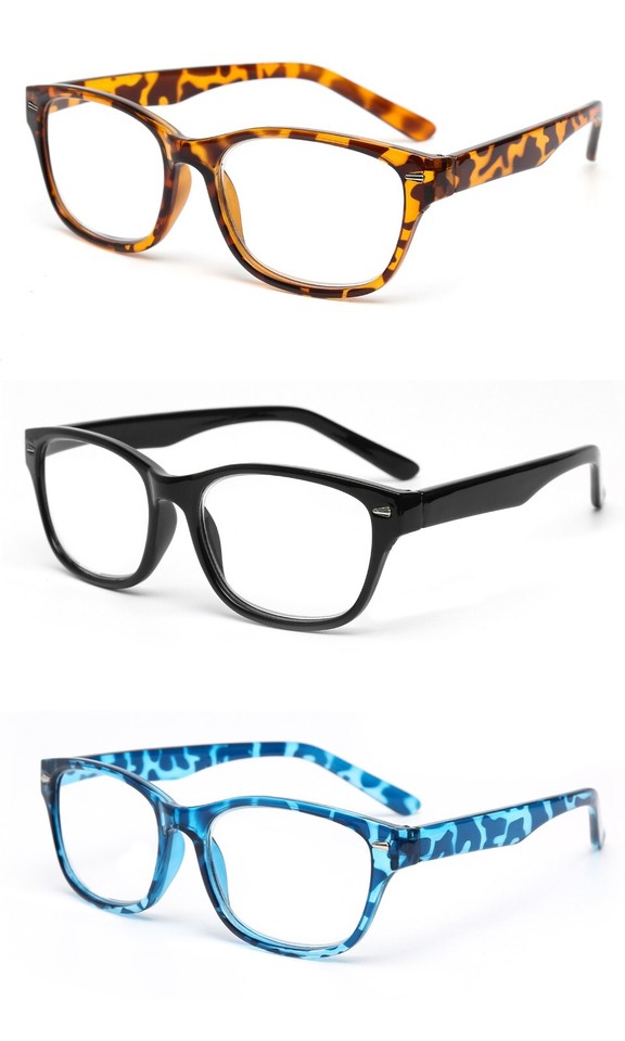 EYE ZOOM 3 Pack Retro Readers Plastic Vintage Reading Glasses for Men ...