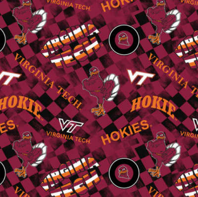 NCAA Virginia Tech University Check Allover Quilting Cotton Fabric by ...