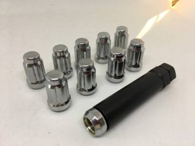 10 Commodore Spline Lock Tuner Chrome Wheel Nuts & key 12mm x 1.50 Stud ...