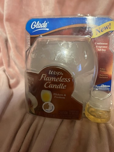 Glade Wisp Flameless Candle French Vanilla Scent Glass Holder NOS | eBay