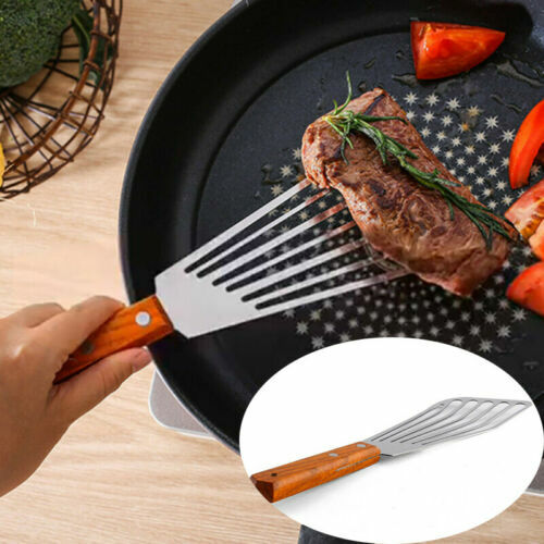 Slice Shovel Spatula Non-slip Leaky Tool Stainless Fish Frying Steel ...