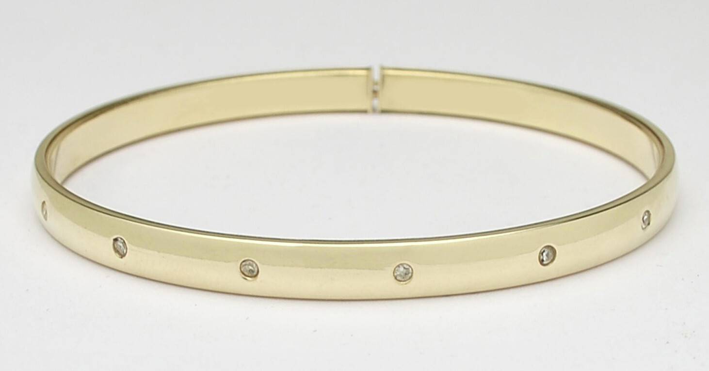 A Classic - 14k Flush set Diamond Bangle Bracelet | eBay
