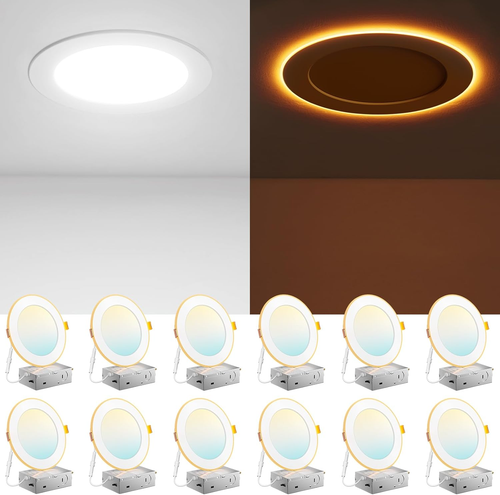 Amico 12 Pack 6 Inch 5CCT LED Recessed Ceiling Light with Night Light ...