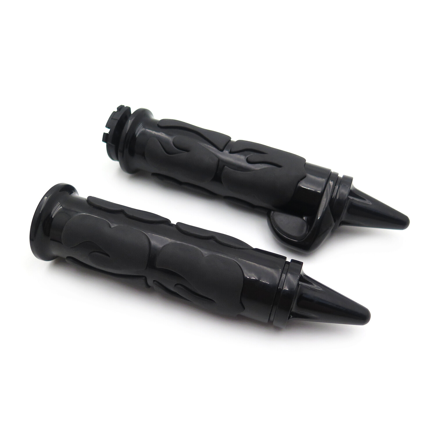 1Pair 25m Black Flame Spike Hand Grip Throttle Boss For Harley Dyna ...