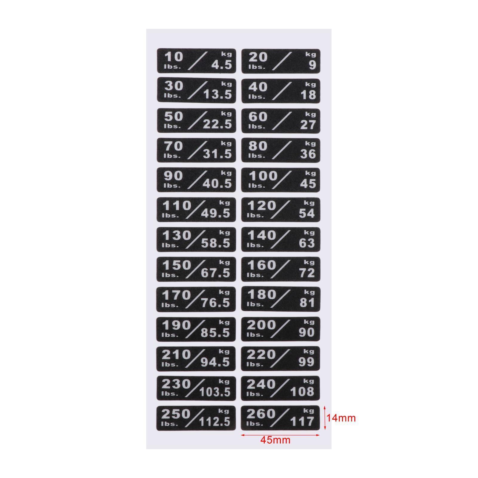 Weight Stack Labels Weight Stickers 10-260lbs/4.5-117kg Self Sticky ...