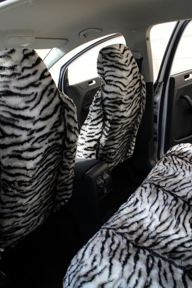 For Lotus Evora - GREY TIGER Faux Fur Furry Car Seat Covers - Full Set ...