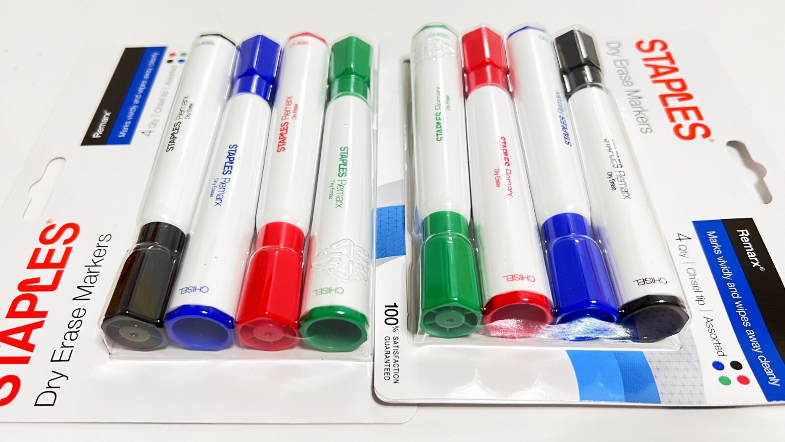 Staples Remarx Dry Erase Markers Chisel Tip 4 Color/Pack Office School ...