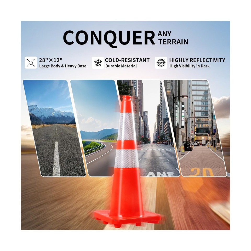 BESEA 8 Pack Traffic Cones 28 inch Construction Cones Orange Safety ...