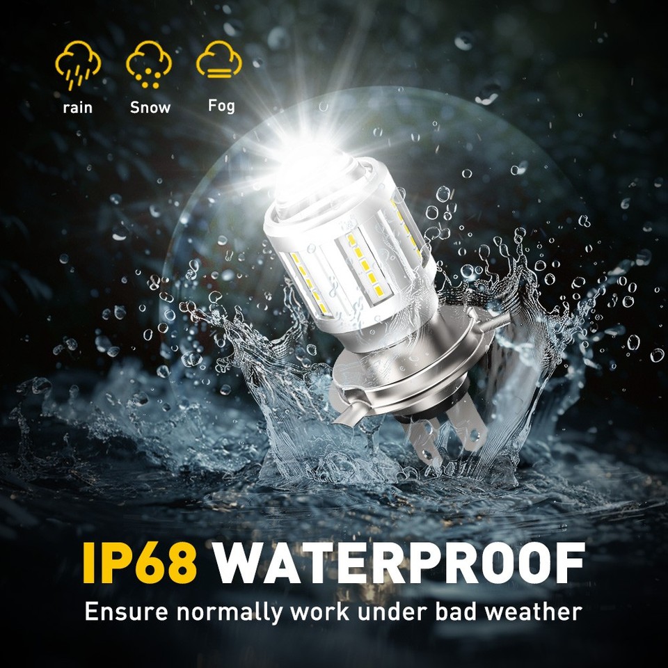 1/2/3X Motorcycle H4 LED High/Low Beam Front Light Bulb Super Bright ...