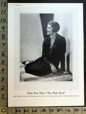 1928 EDNA BEST ACTRESS YORK STAGE HIGH ROAD LONSDALE PHOTO INSERT PRINT ...