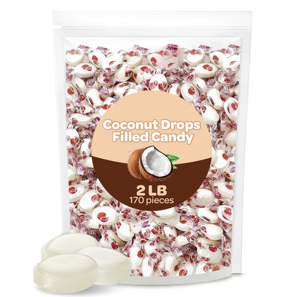 Coconut Hard Candy - 2 Pound Bulk Pack (About 170 Count) - Individually ...