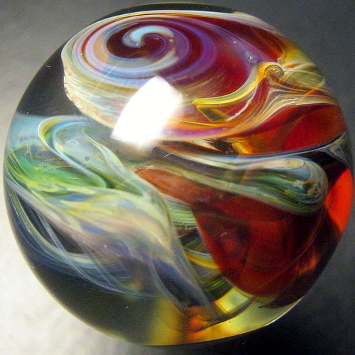 Boomwire Glass Marble 1.25" handmade contemporary art lampwork decor ...