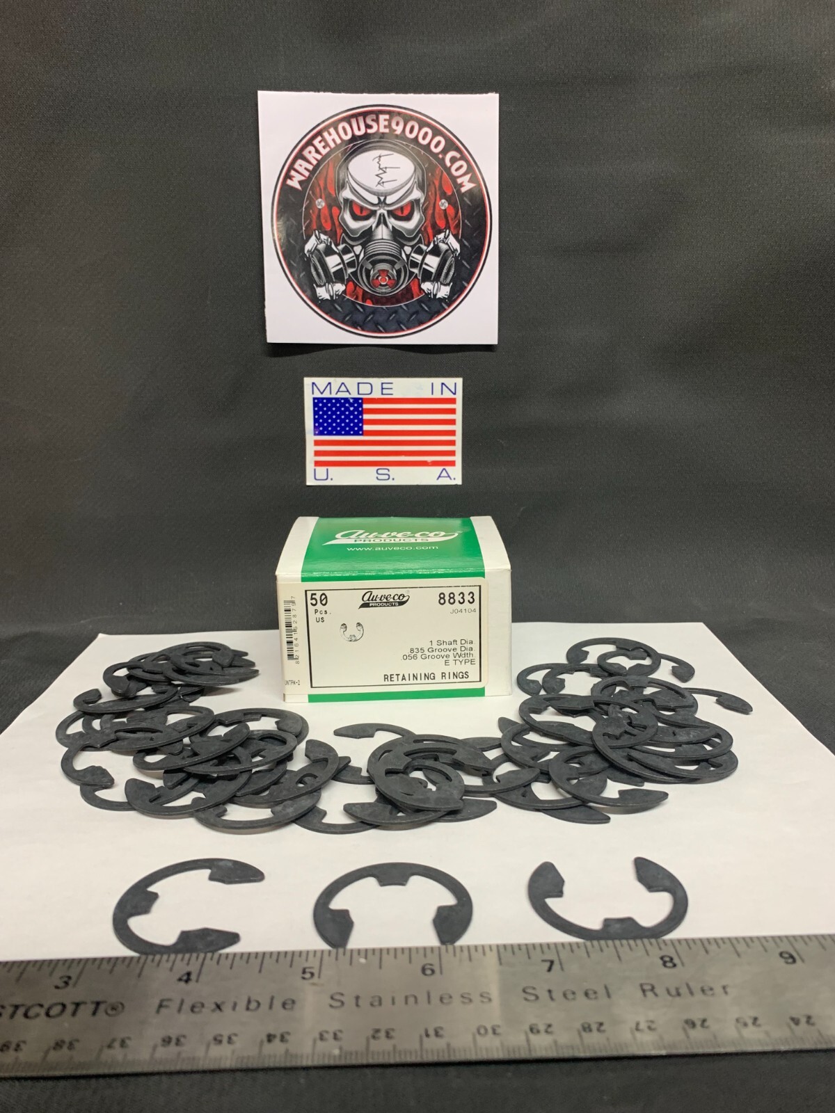 50 Aveco 8833 E-Type Retaining Rings Clips - 1" Shaft, 0.835" x 0.056 ...
