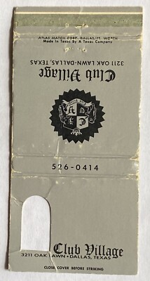 Matchbook Cover Knot Hole Club Village Restaurant Dallas Texas | eBay
