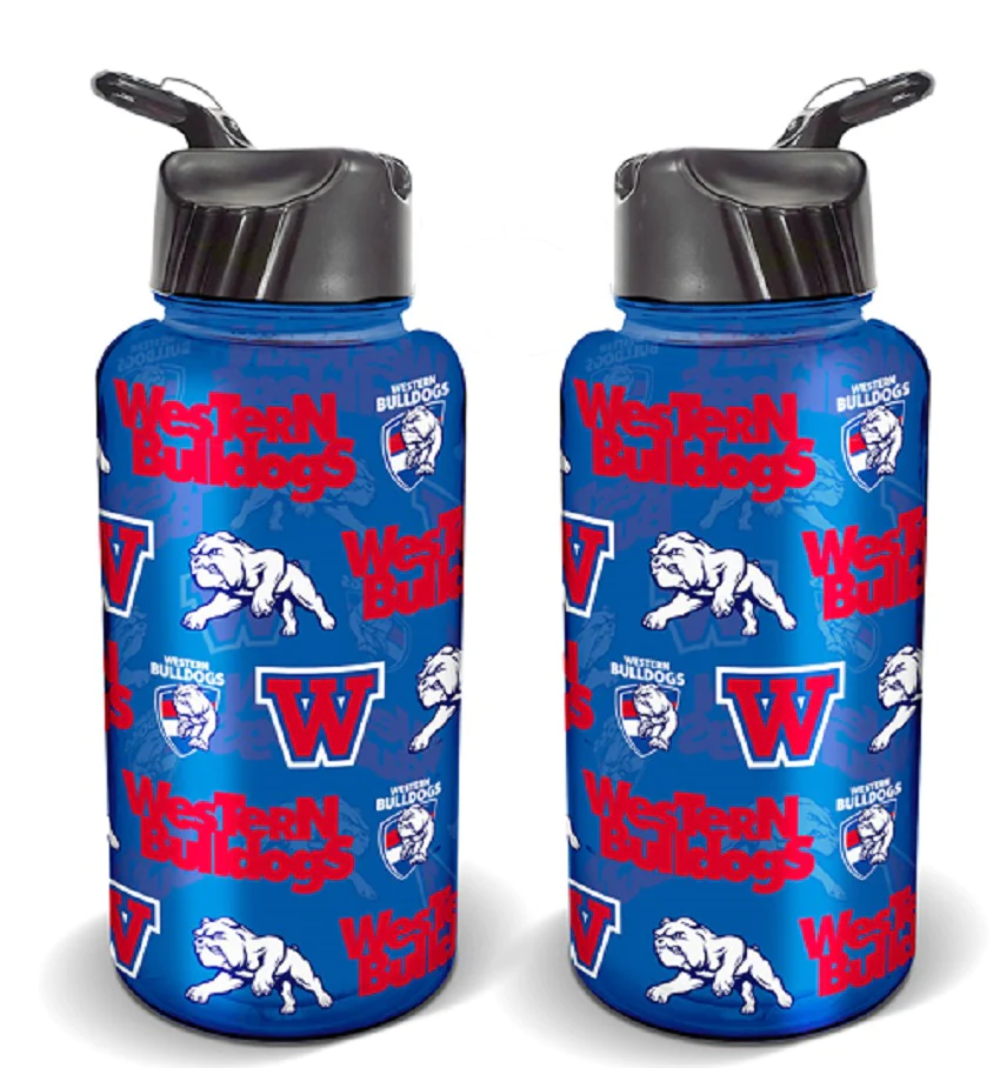 Western Bulldogs Official AFL Team Logo Colours 1Ltr Flip Drink Bottle ...