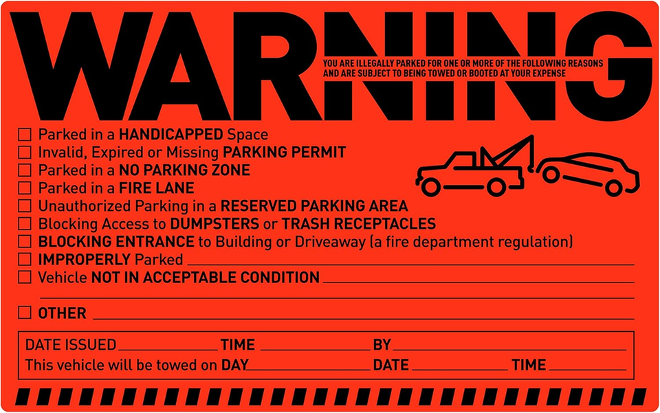 50 Parking Violation Stickers Notice Parking Violation Stickers Tow ...