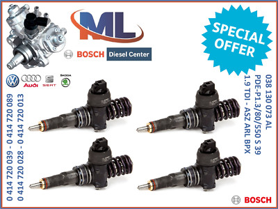 x4INIETTORI POMPA PDE UIS BOSCH 0414720039 0414720089 VW 1.9 TDI ASZ ...