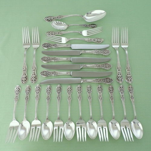 INTERNATIONAL Primrose STERLING SILVER Flatware SET 26 pcs w/ 2 SERVING ...
