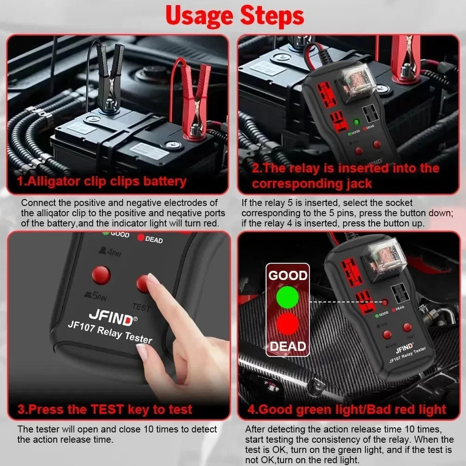 Car Relay Tester Voltage Tester Universal 12V 24V LED Indicator Light ...