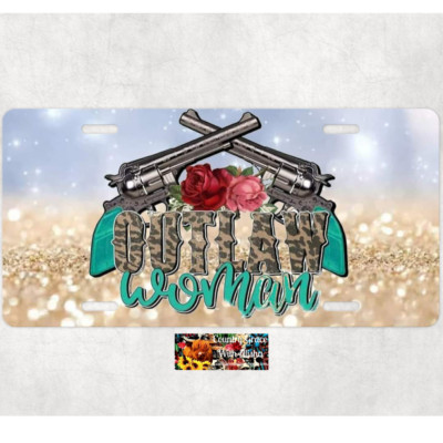 Outlaw Woman Car Tag Handmade Vehicle Auto License Plate Metal Aluminum ...