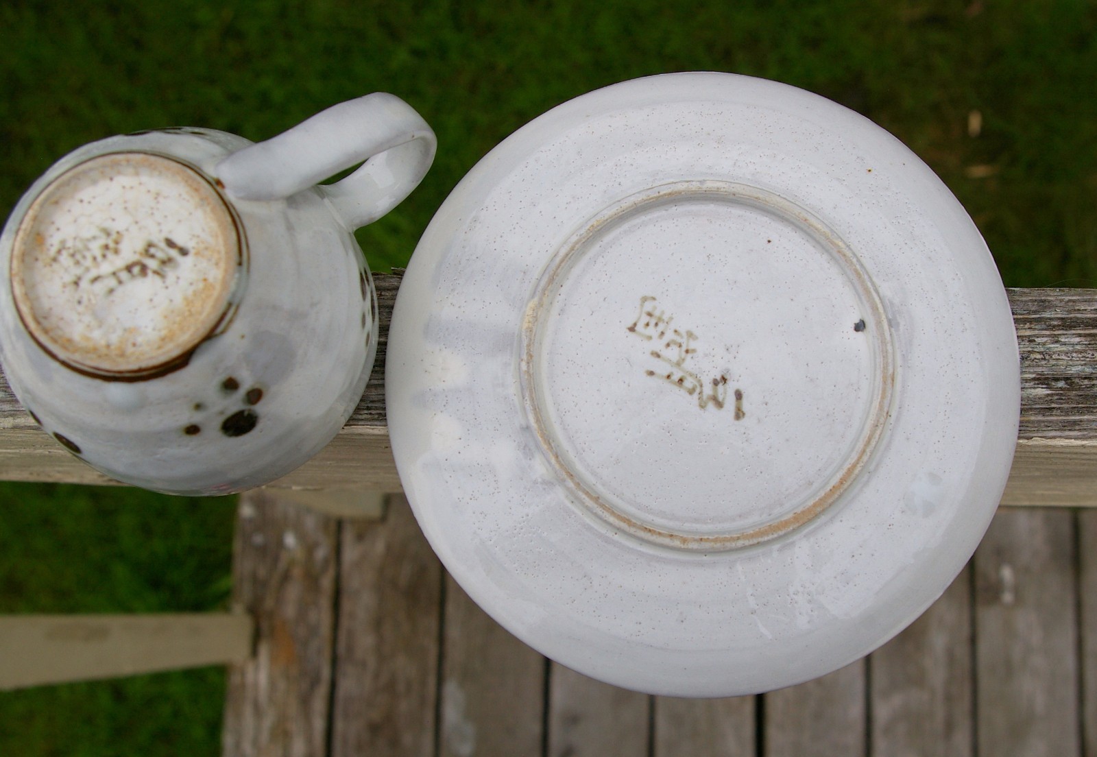 Asian Handmade Thrown Pottery Wheel Art Tea Cup & Saucer Signed by ...