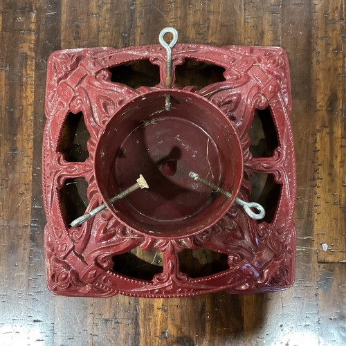 Vintage Traditions Heavy Cast Iron Chrsitmas Tree Stand Poinsettia Red ...