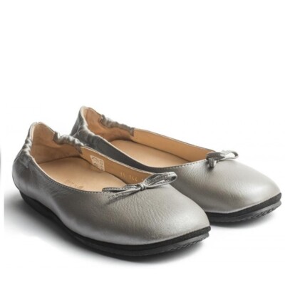 HAFLINGER TIA SILVER LEATHER FLATS | eBay