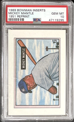 1989 Bowman Inserts MICKEY MANTLE 1951 Reprint PSA 10 GEM MINT | eBay