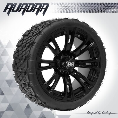 GOLF CART 14" BLACK 'VOODOO' WHEELS/RIMS and 20" 'AURORA' DOT A/T TIRES ...