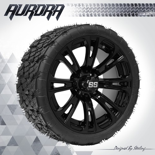 GOLF CART 14" BLACK 'VOODOO' WHEELS/RIMS and 20" 'AURORA' DOT A/T TIRES ...