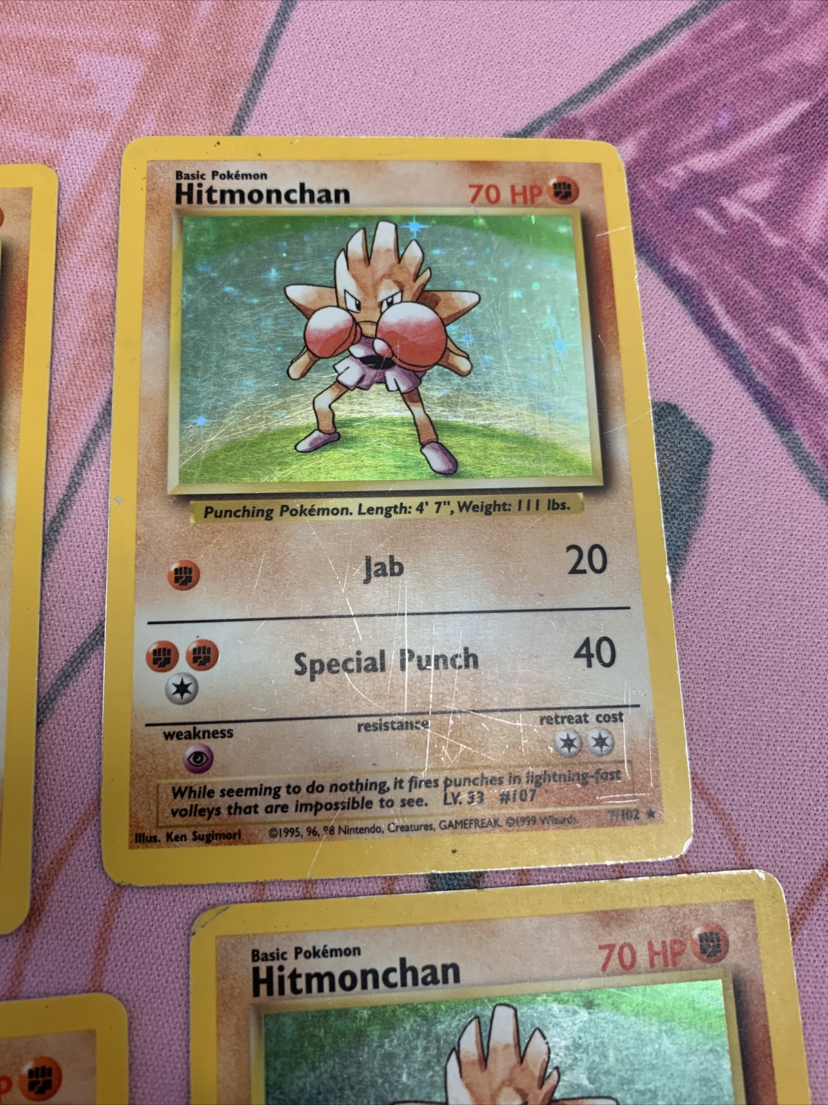 1X Hitmonchan 7/102 Holo Rare Vintage Pokemon Card Base Set MP (poke1 ...