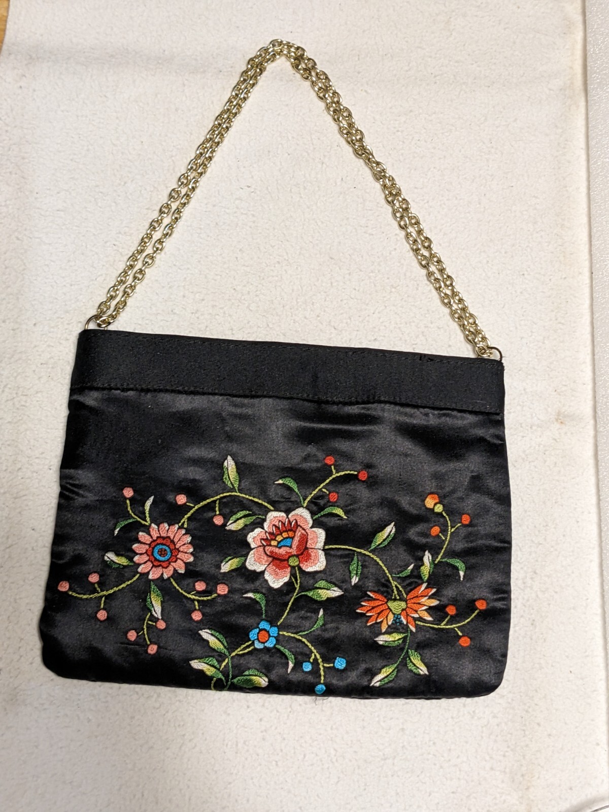 Vintage Walborg Black floral Embroidered Purse Made I… - Gem