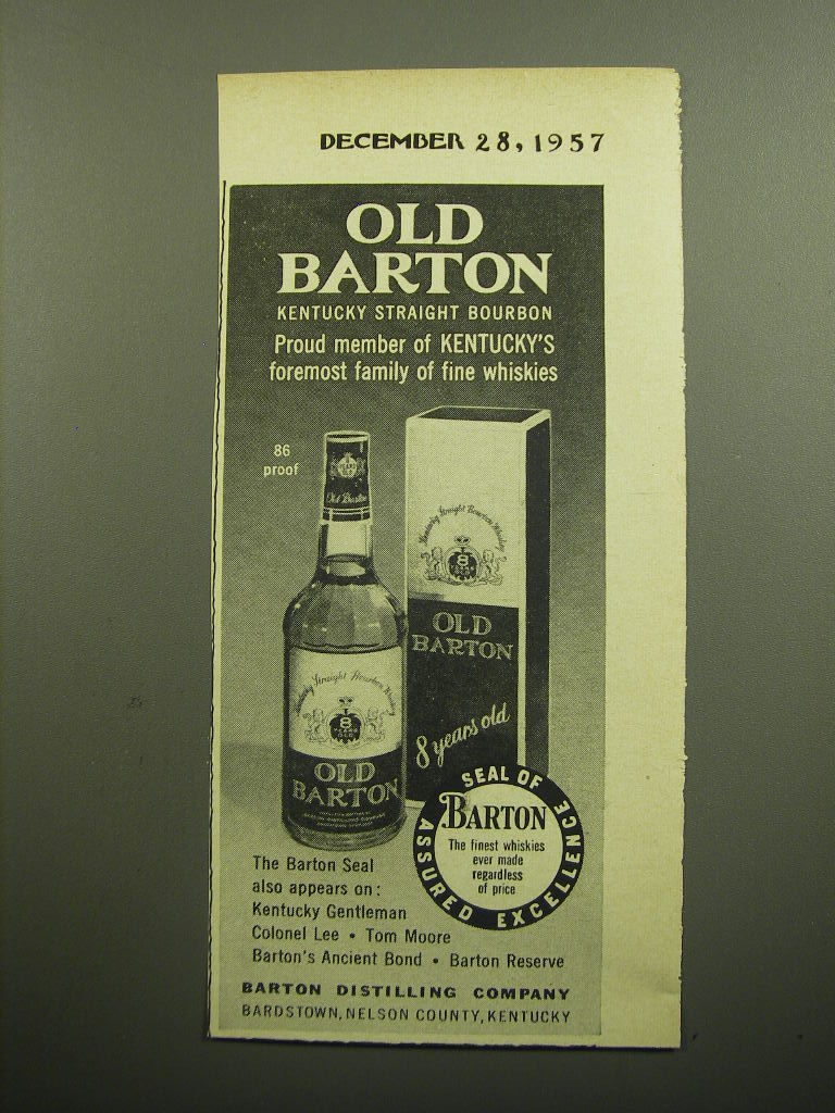 1957 Old Barton Bourbon Advertisement | eBay
