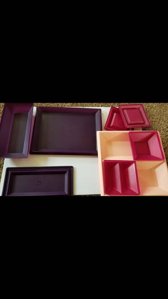 VINTAGE Tupperware Buffet Serving Set Purple Pink 8-Piece Set NEW | eBay
