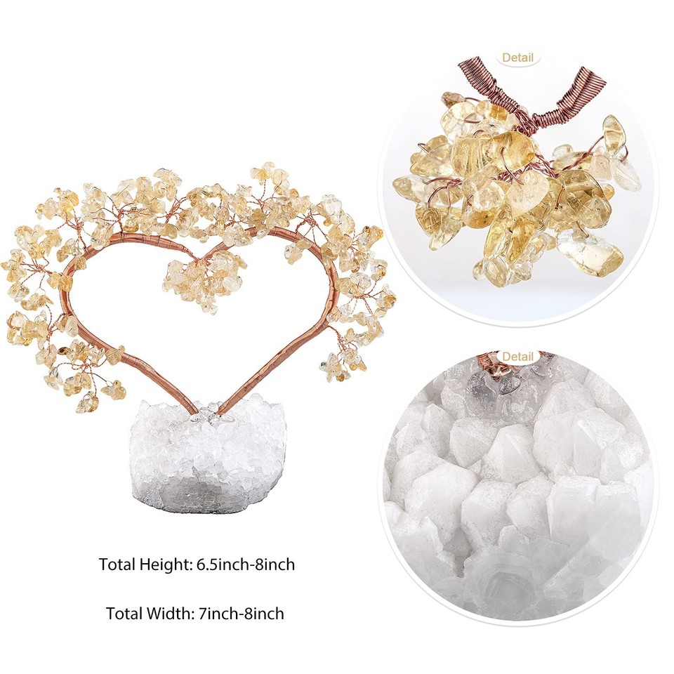 Handmade Love Heart Shape Crystal Money Tree with Natural Rock Quartz ...