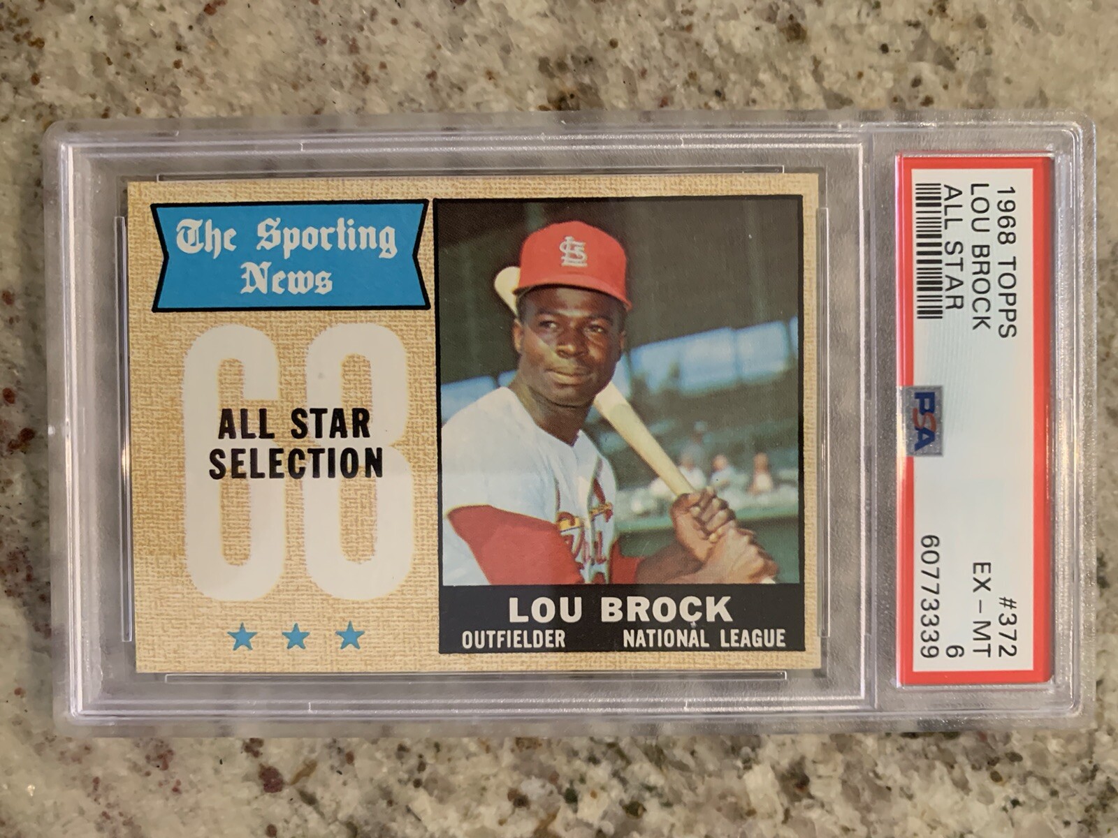 1968 Topps Lou Brock PSA 6 Ex-Mint Baseball Card #372 HOF Cardinals New ...