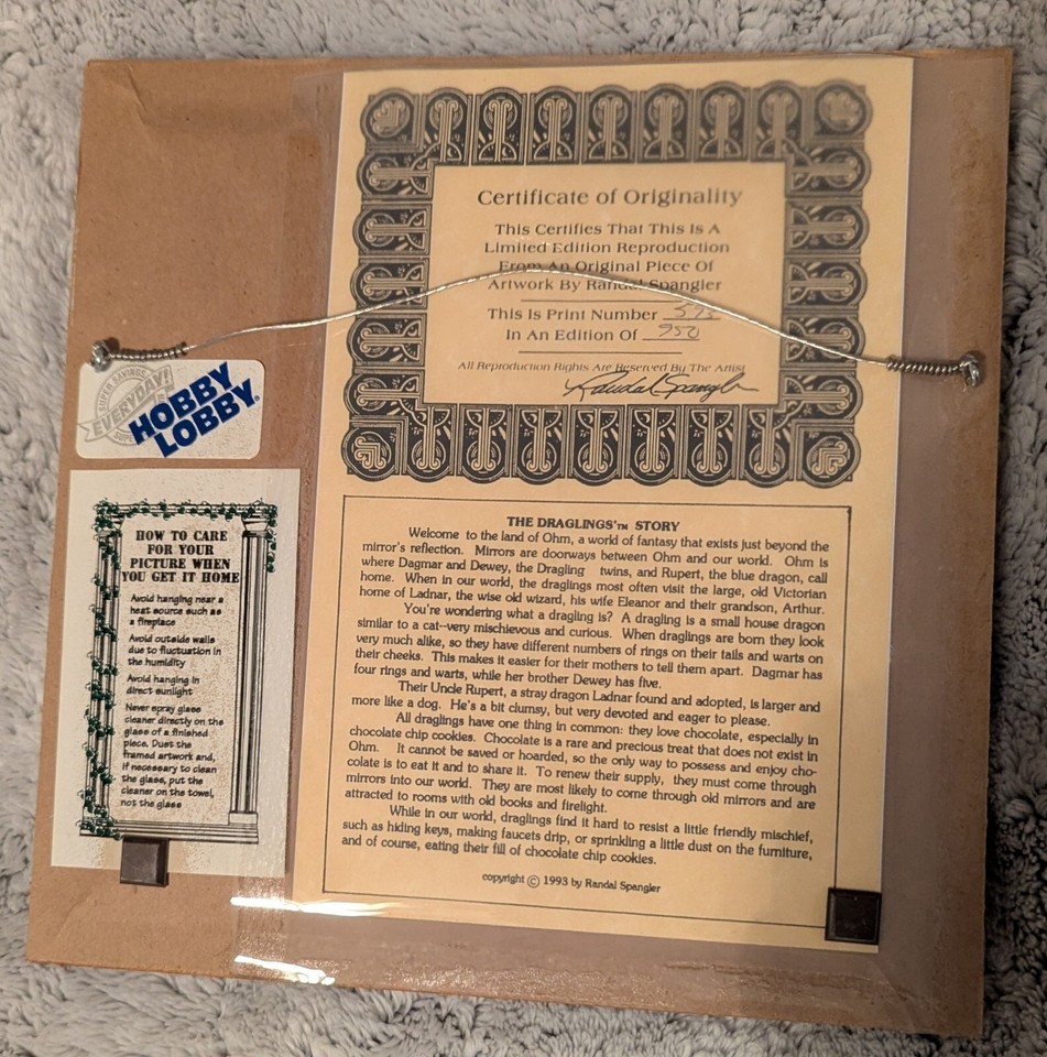 Framed Art By Randal Spangler -- Draglings Fantasy Collection | eBay