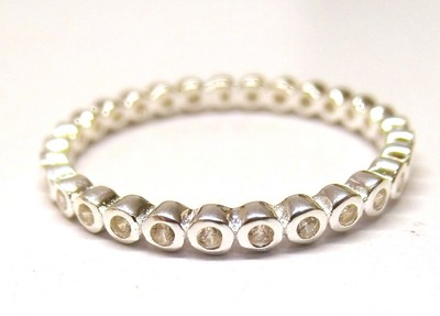 925 Sterling Silver Sparkly Rub Over CZ Full Eternity Stacking Ring ...