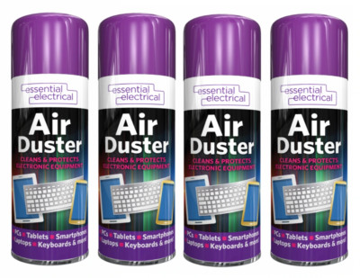 4x Compressed Air Duster Spray Can Cleans & Protects Laptops Keyboards ...